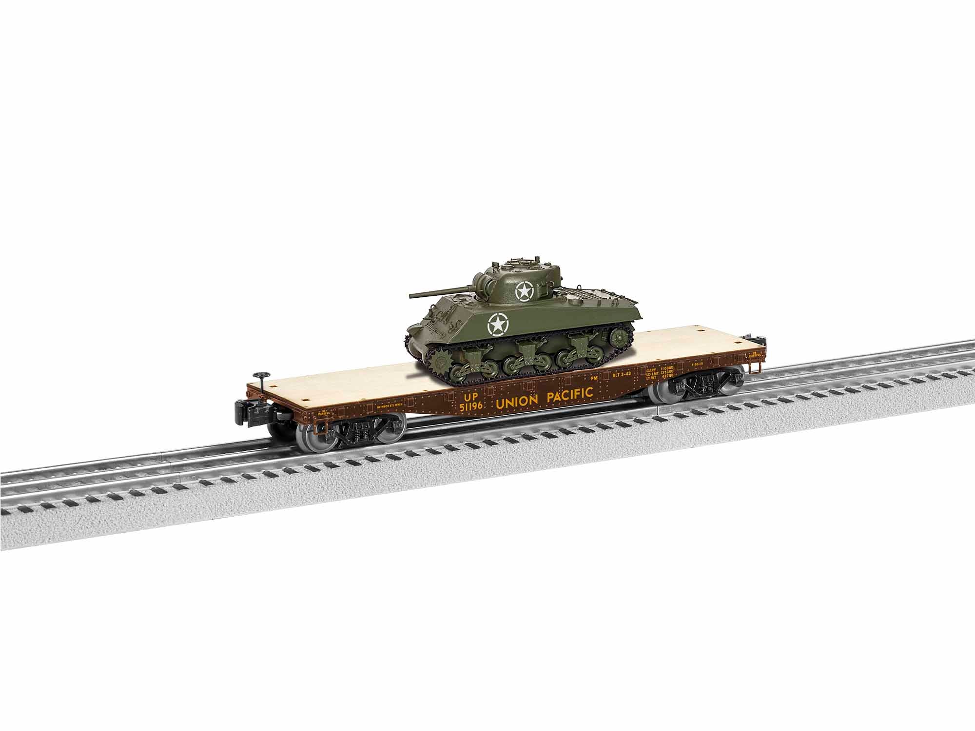 Union Pacific 40' Flatcar with Sherman Tank #51196