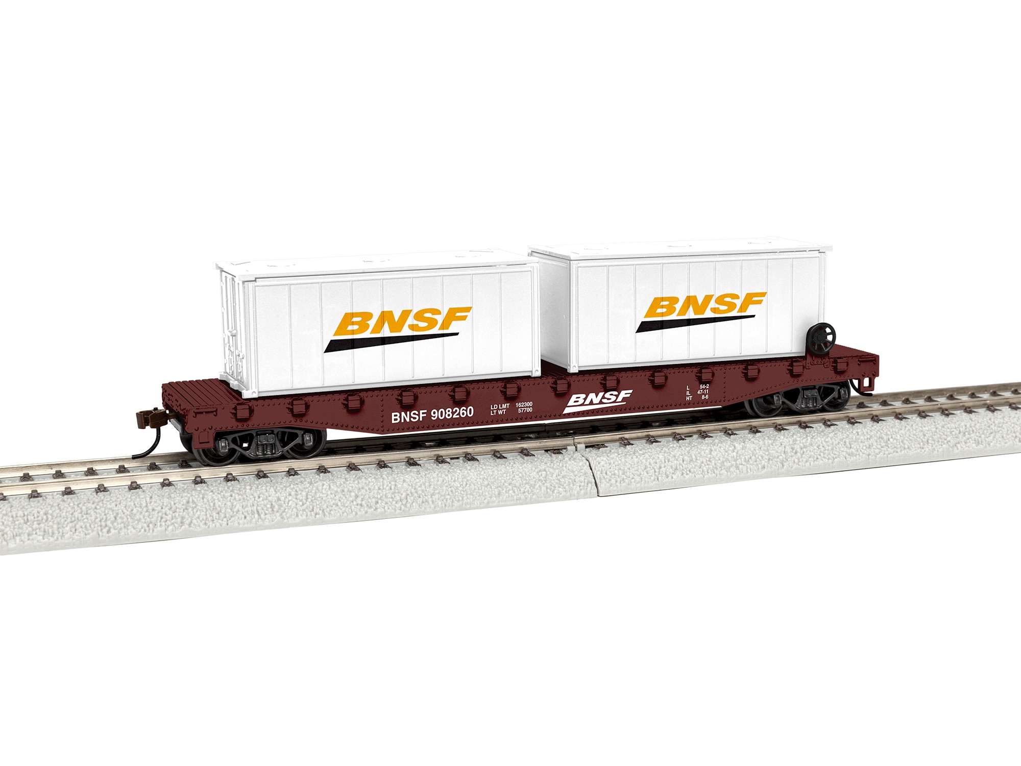 BNSF Flatcar #908260 w/ 2 BNSF Containers
