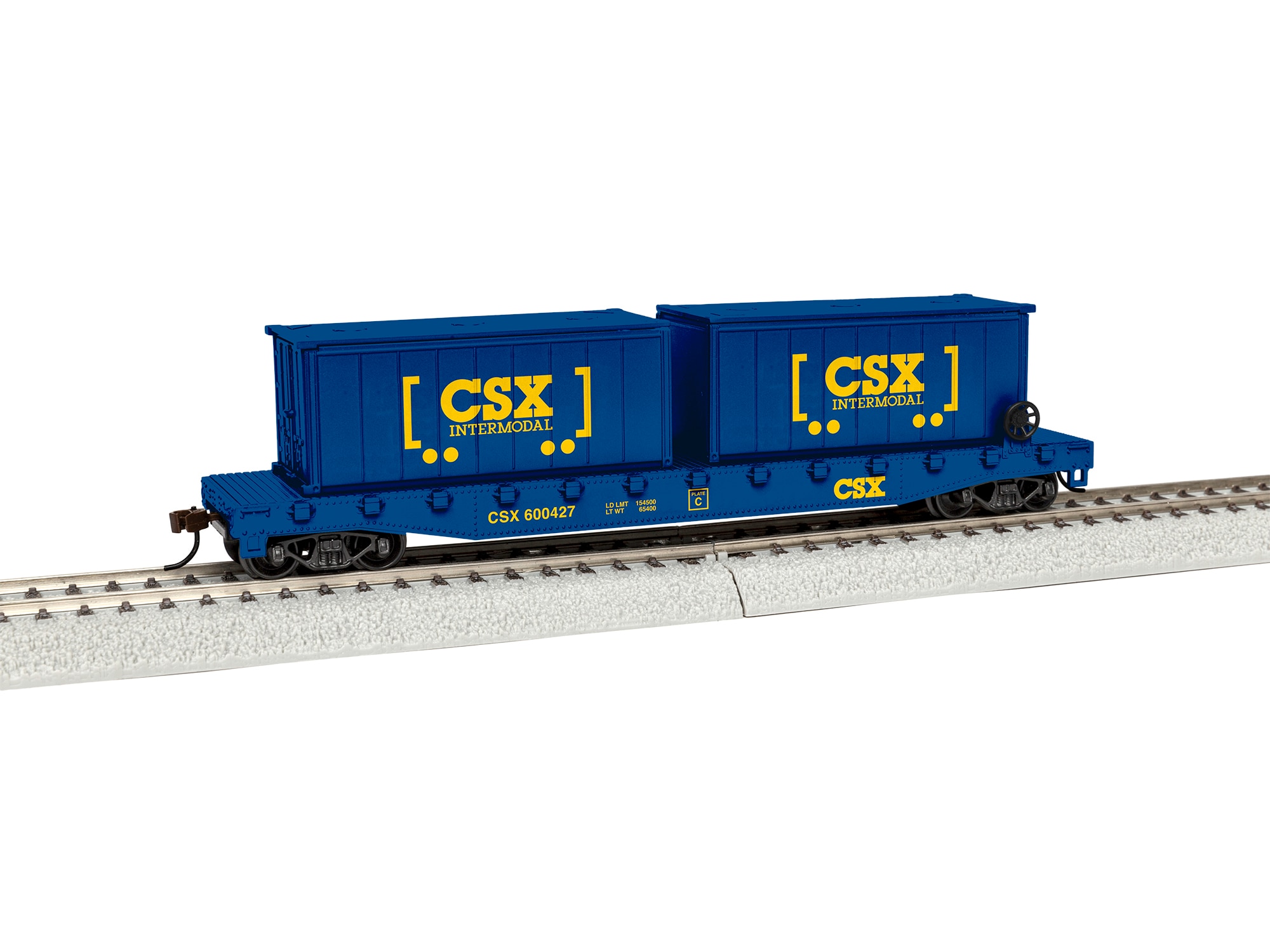 CSX Flatcar #600427 w/ 2 CSX Containers