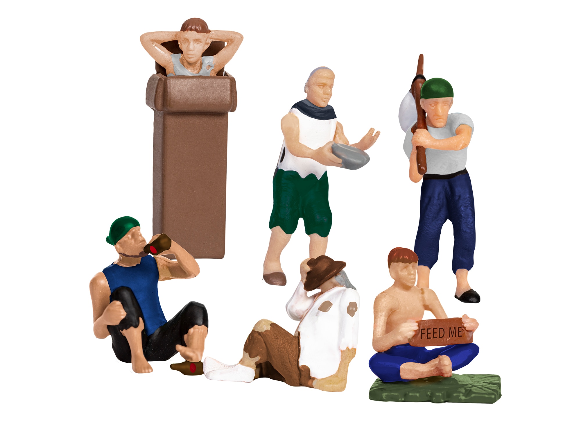 HO Homeless People Figure Pack