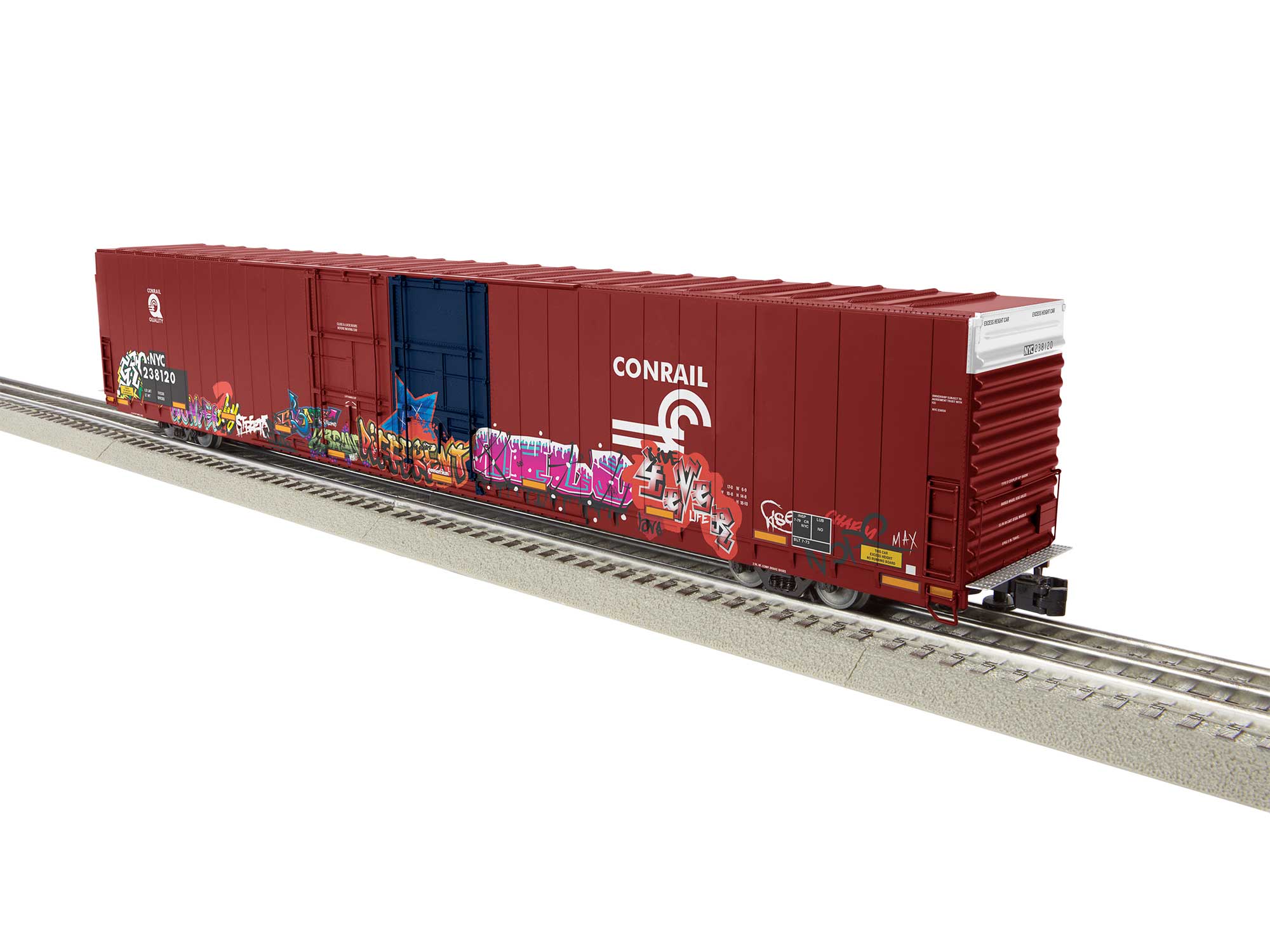 Conrail 86' 4-Door Hi-Cube Boxcar w/ graffiti