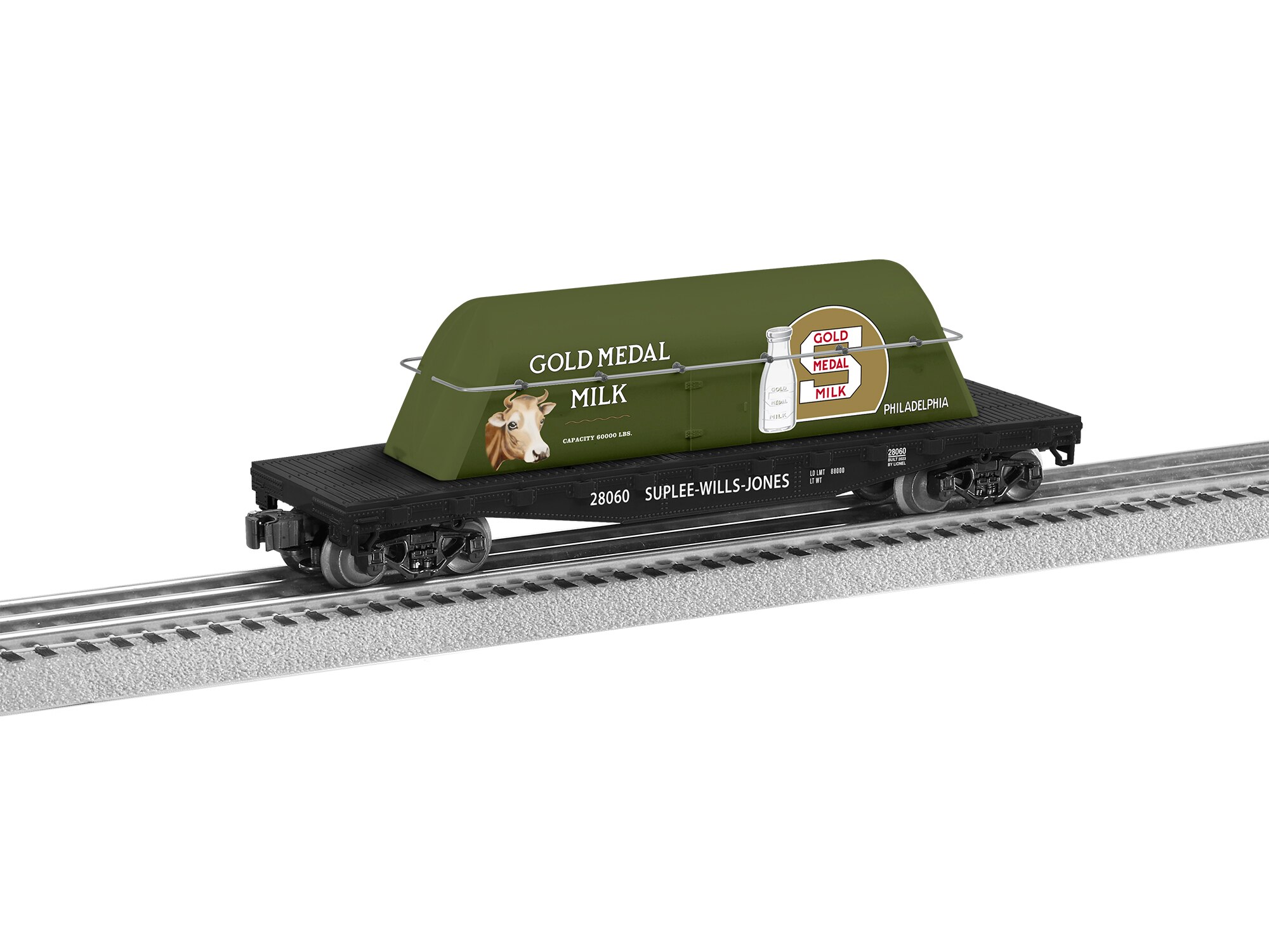 Gold Medal Milk Flatcar w/ Milk Container