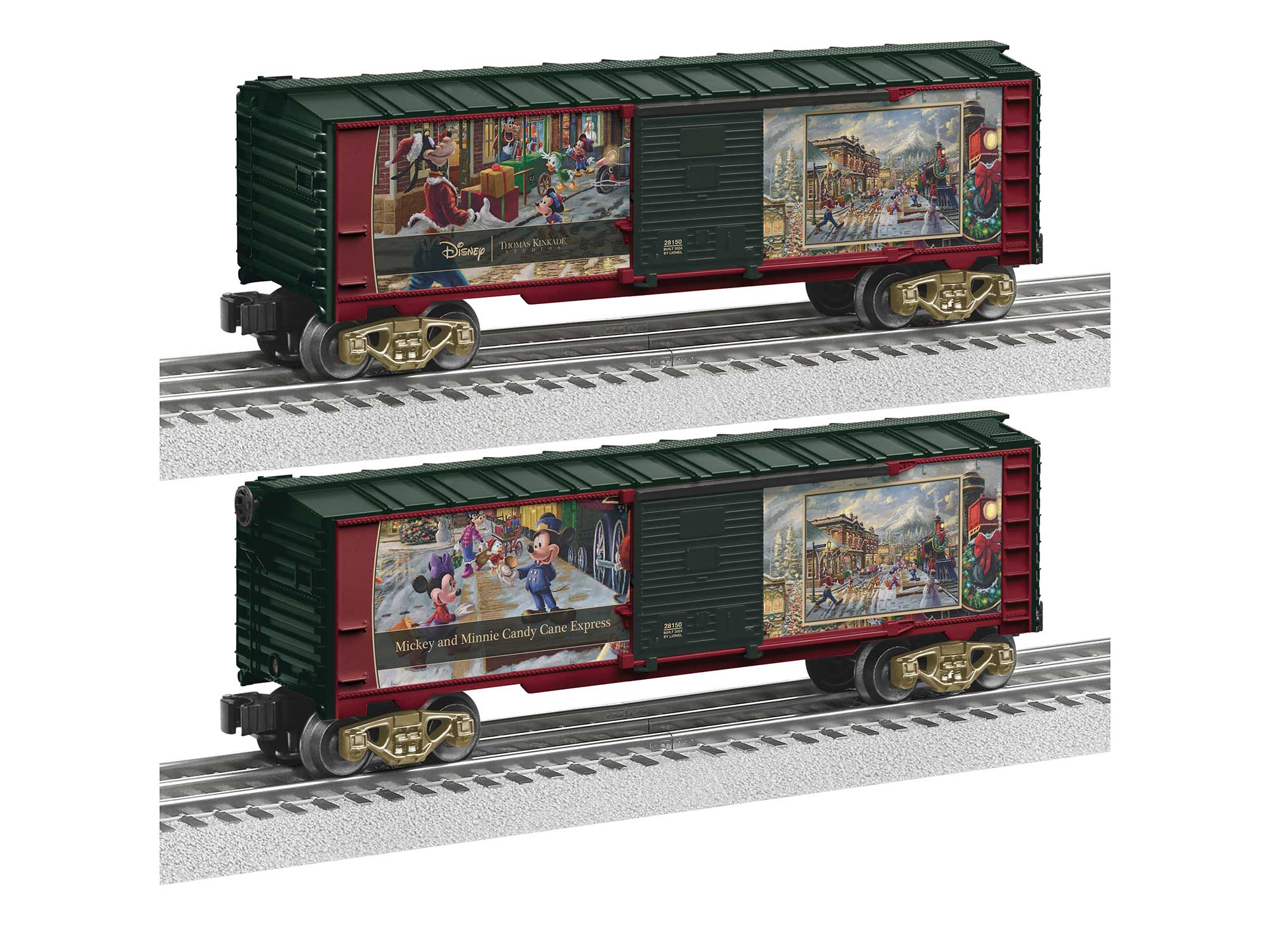 THOMAS KINKADE STUDIOS - DISNEY MICKEY & MINNIE CANDY CANE EXPRESS BOXCAR