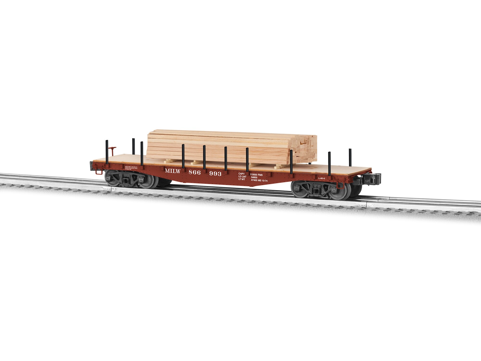 Milwaukee Rd 40' Flat w/ Lumber Load
